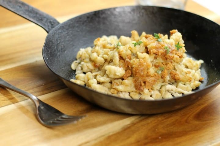 Käse Spaetzle with Caramelized Onions | Earth, Food, and Fire